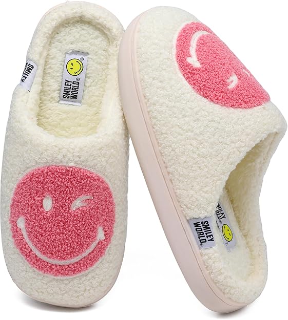 SmileyWorld Bathing Slippers White/Pink – Smiley World
