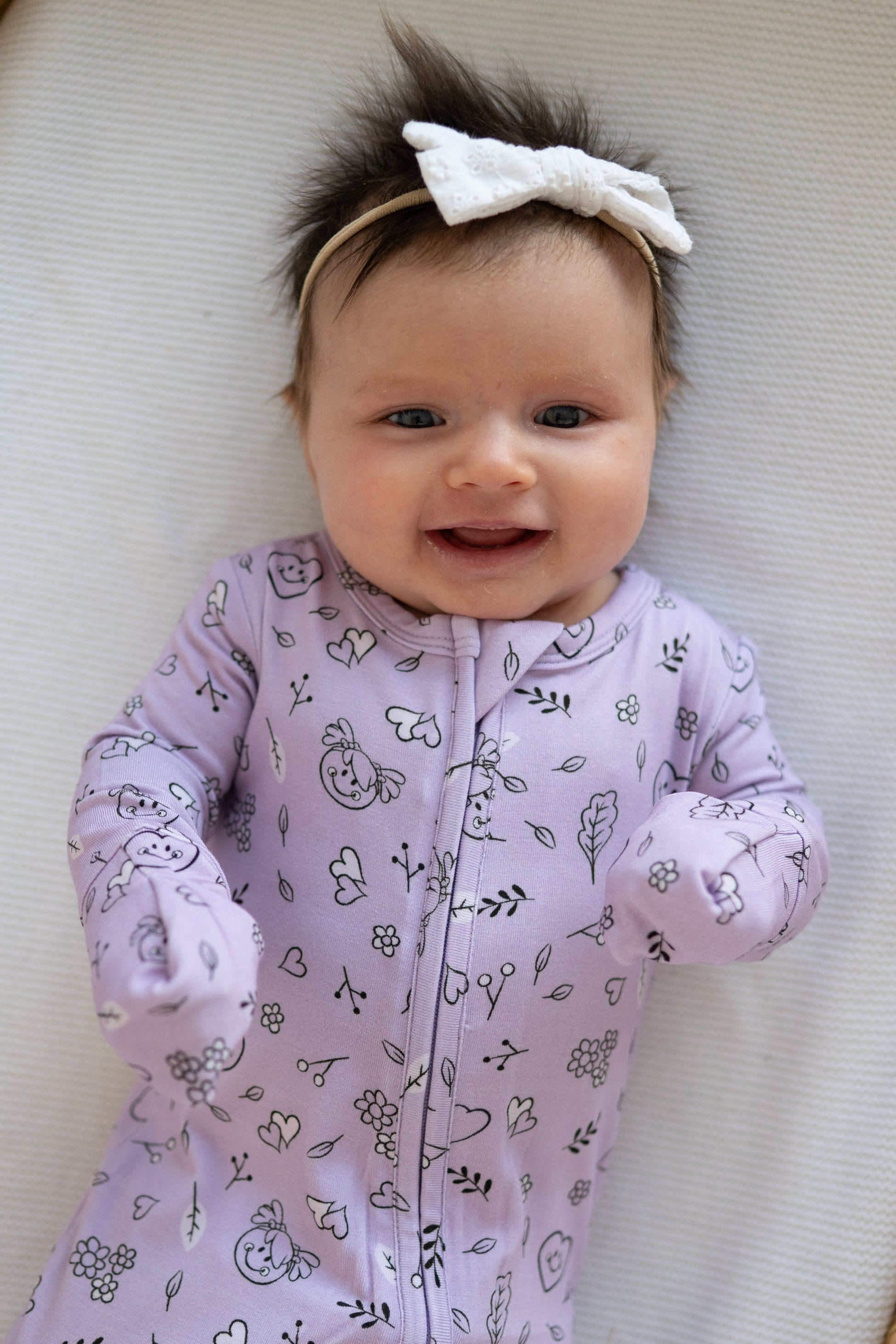 Flexi-Fit Zip PJ - Mini Smiley® Lilac Doodle - Luxe Bamboo – Smiley World