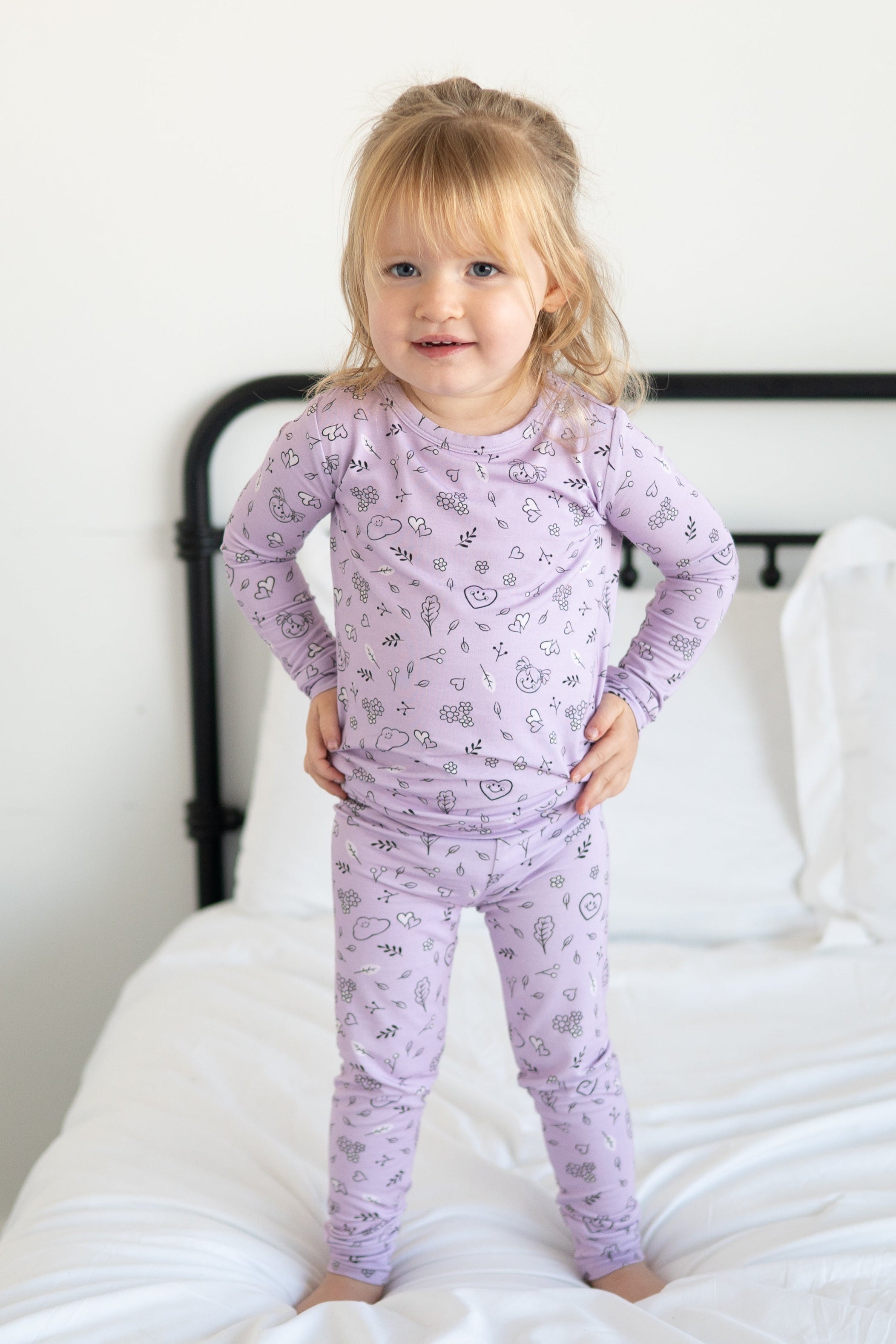 Classic Fit PJ Set - Mini Smiley® Lilac Doodle - Luxe Bamboo – Smiley World